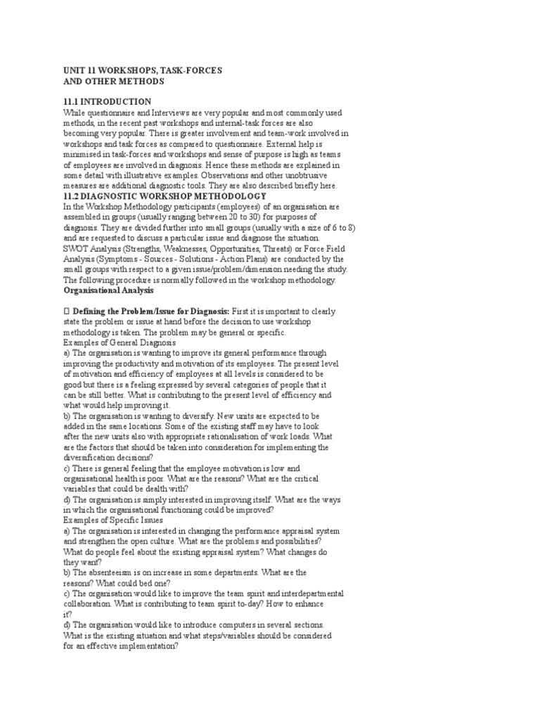 Task Forces and Workshops in Business | PDF | Performance Appraisal ...