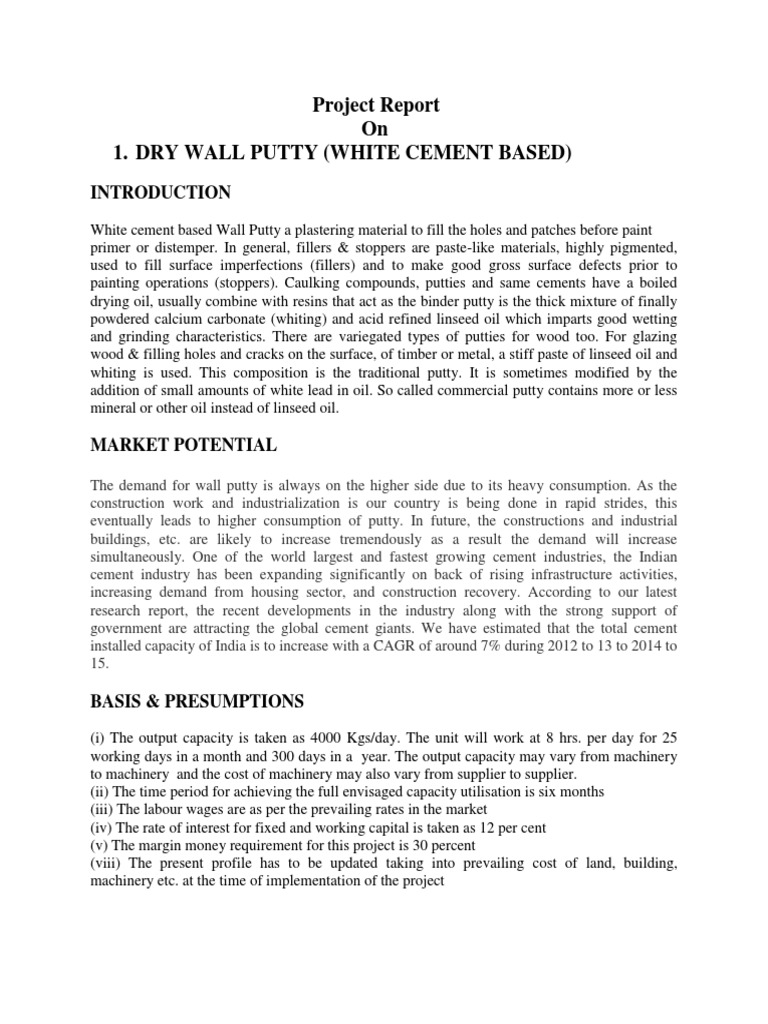 Dry Wall Putty | Download Free PDF | Cement | Manmade Materials