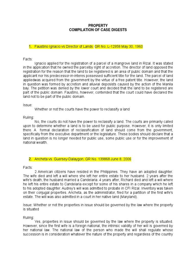 PROPERTY (Case Digest Compilation) | PDF | Mortgage Law | Foreclosure