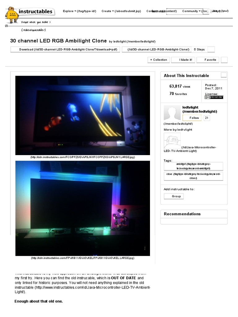 30 Channel LED RGB Ambilight Clone | PDF | Light Emitting Diode | Microcontroller