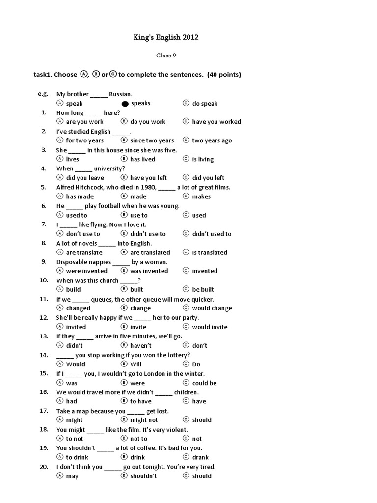 King's English 2012 | PDF