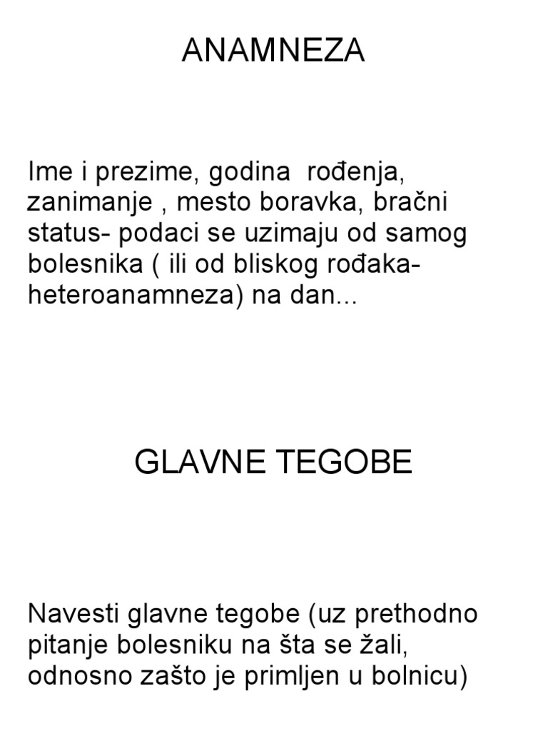 Anamneza I Status | PDF