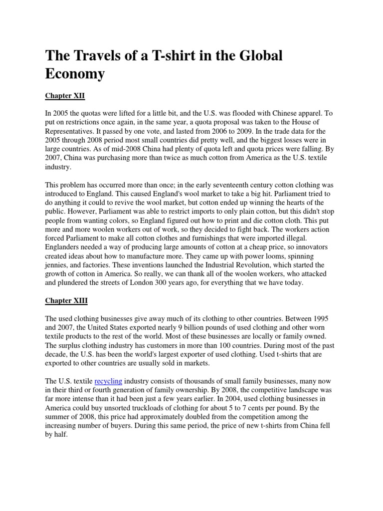 Travels of A Tshirt Summary4 | PDF | Clothing | Cotton