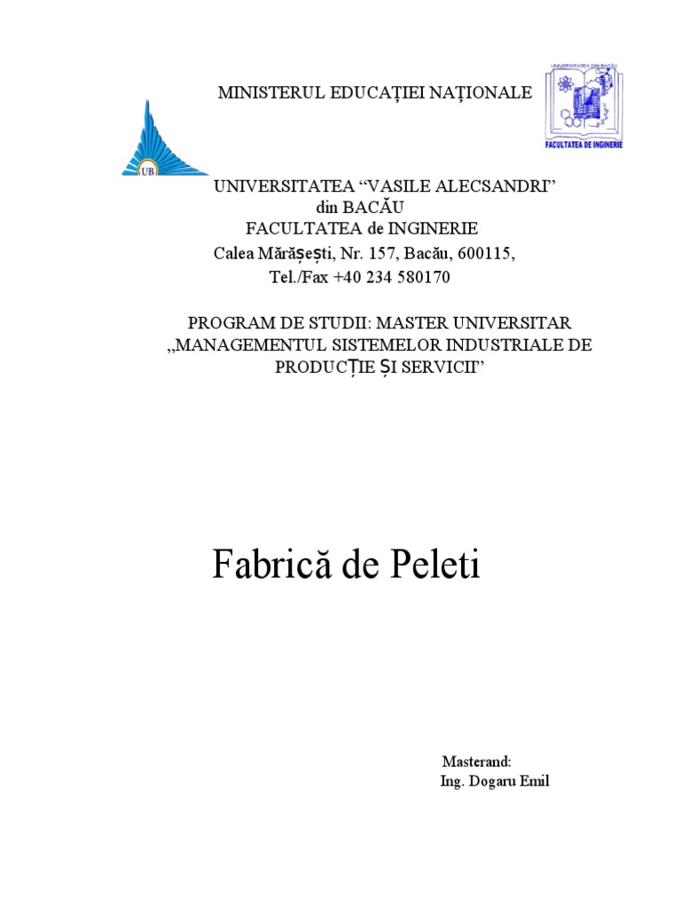 Proiect Fabrica de Peleti | PDF