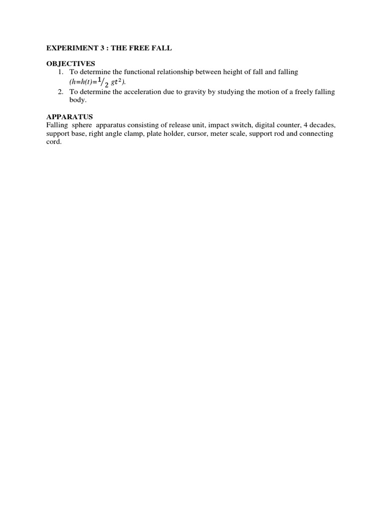 Free Fall Experiment: Gravity Analysis | PDF | Science & Mathematics