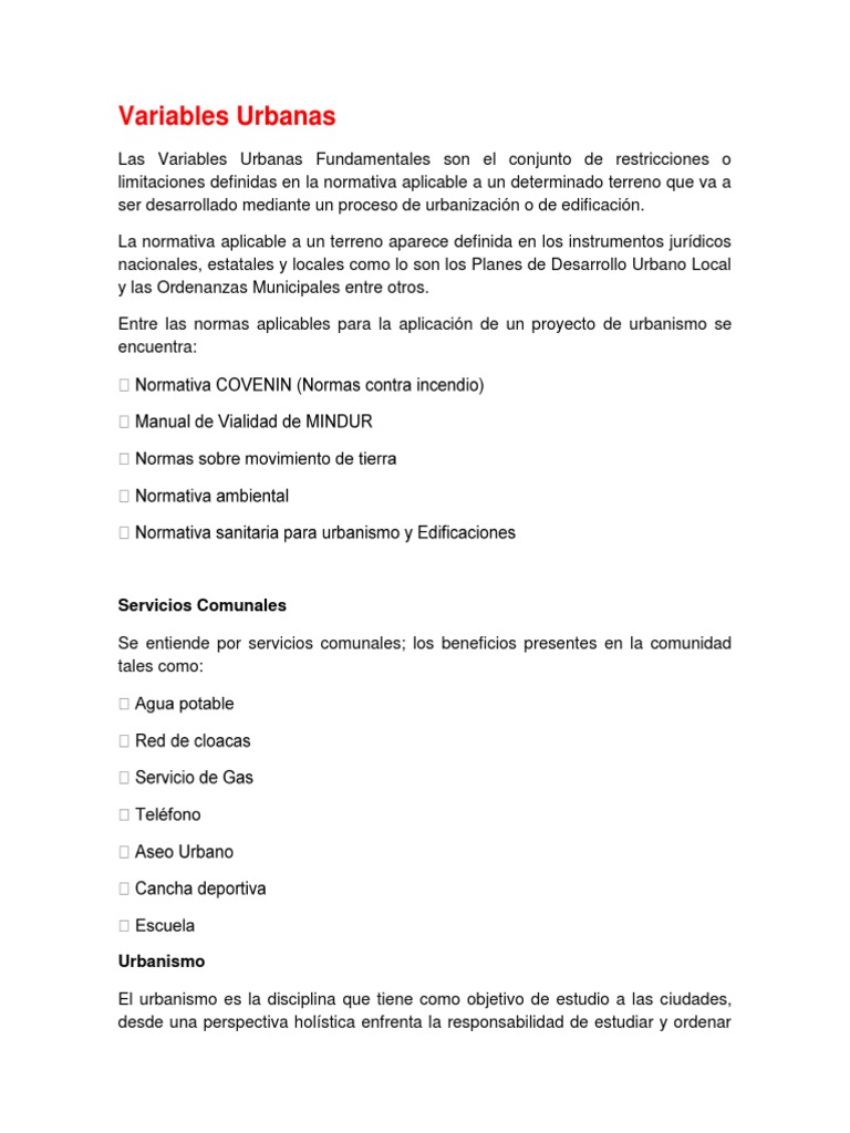 Variables Urbanas | PDF | Urbanismo | Zonificación