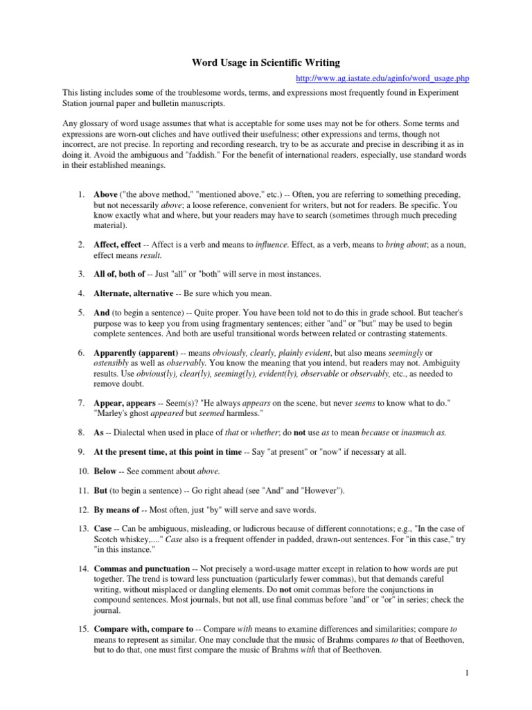 Scientific Writing Word Usage | PDF | Adjective | Phrase