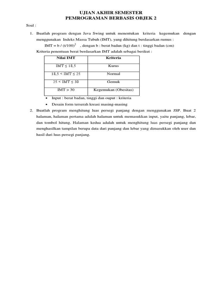 Soal UAS PBO 2 - 1 | PDF | Komputer