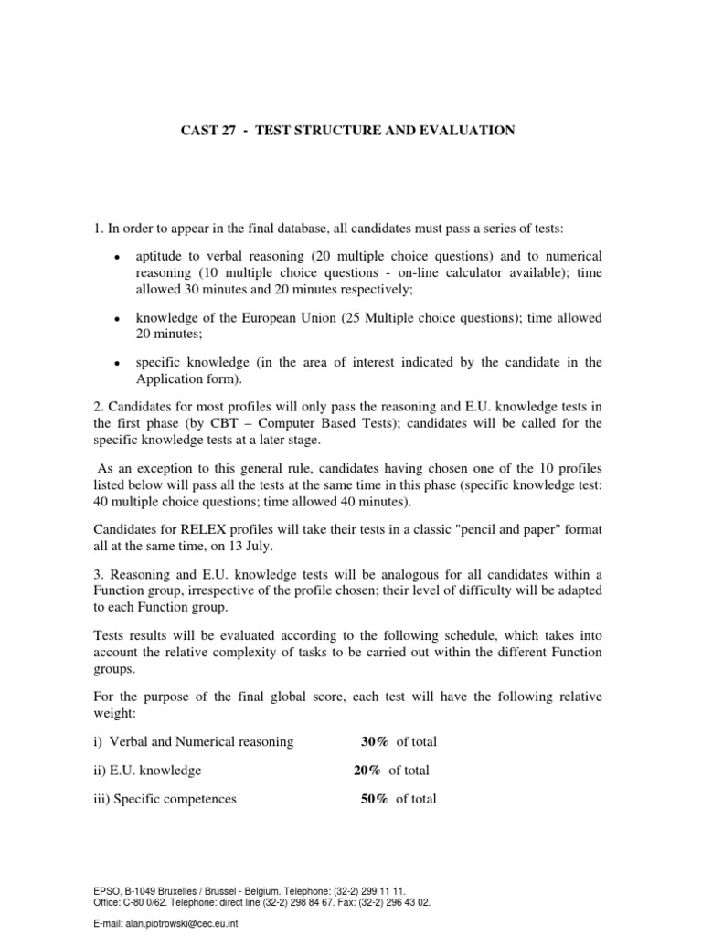 CAST 27 Exam Structure and Evaluation | PDF | Multiple Choice ...