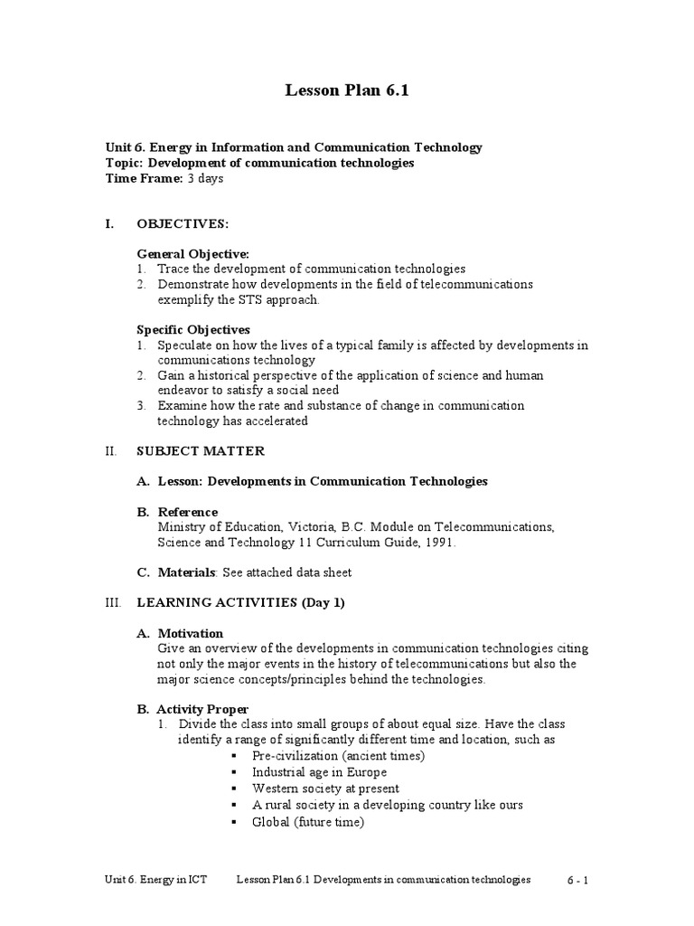Lesson 6.1 Historical Development of ICT | PDF | Information And ...