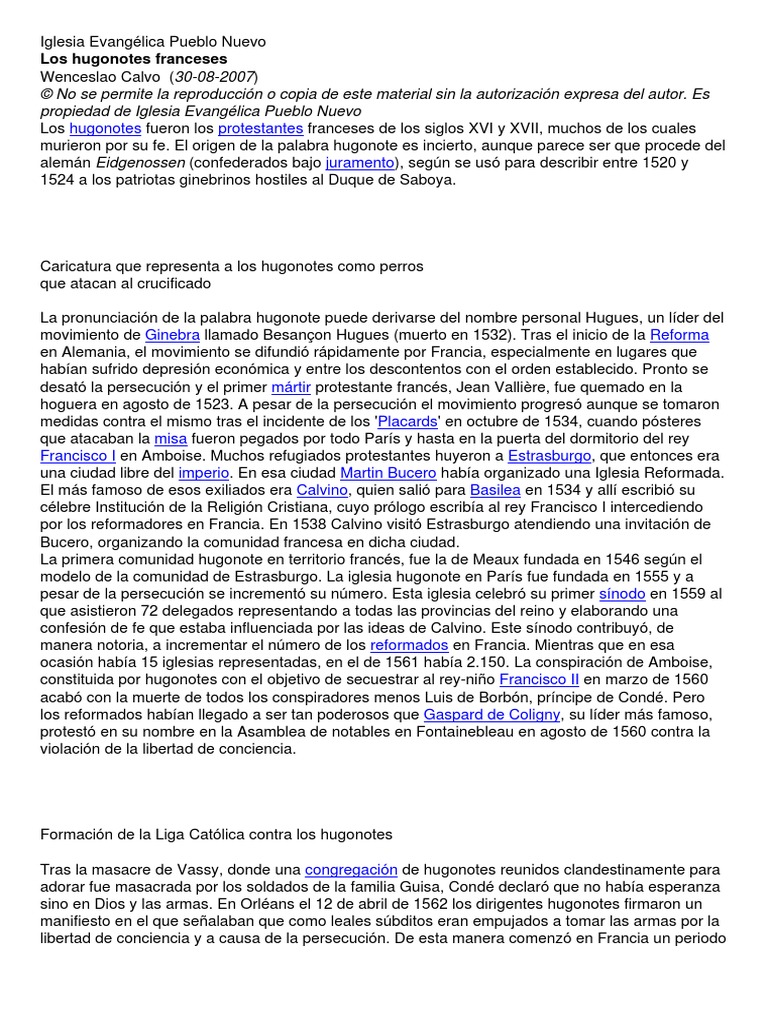 Los hugonotes: protestantes perseguidos | PDF | hugonote | Reino de francia