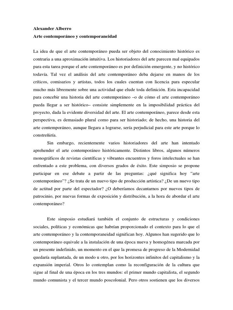 Alexander - Alberro - Que Es El Arte Contemporaneo | PDF