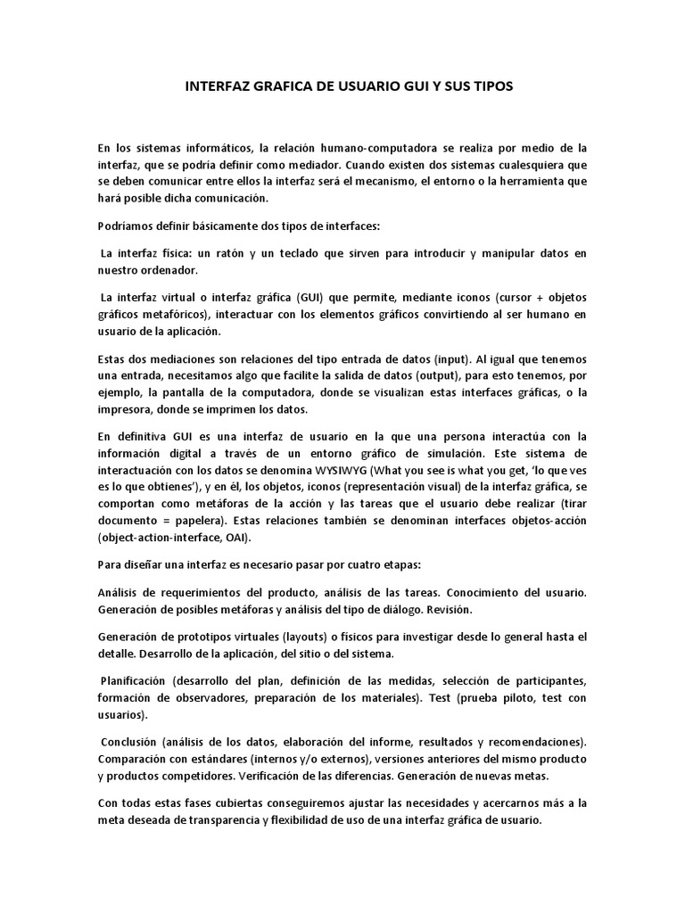 Interfaz Grafica de Usuario Gui y Sus Tipos | PDF | Interfaces gráficas ...