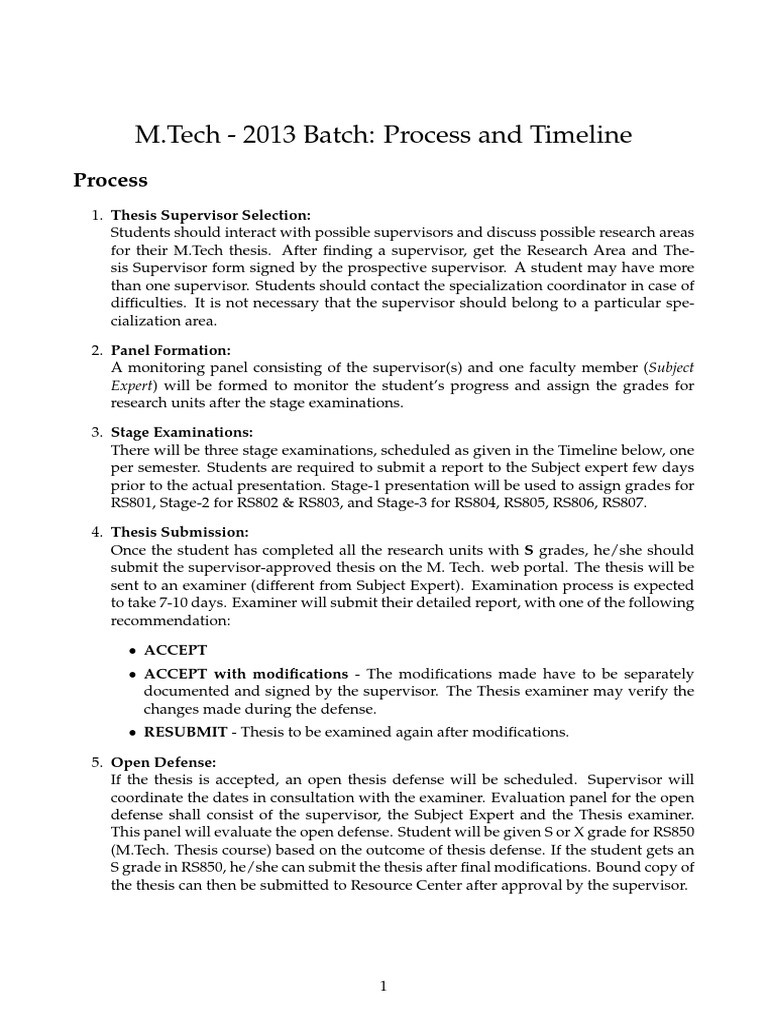 M.Tech Thesis Process Guide | PDF | Thesis | Academia