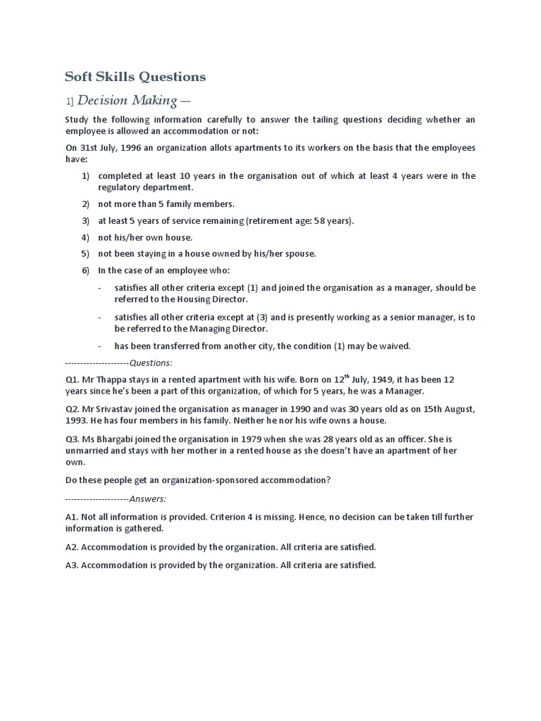 Soft Skills Questions | PDF | Business