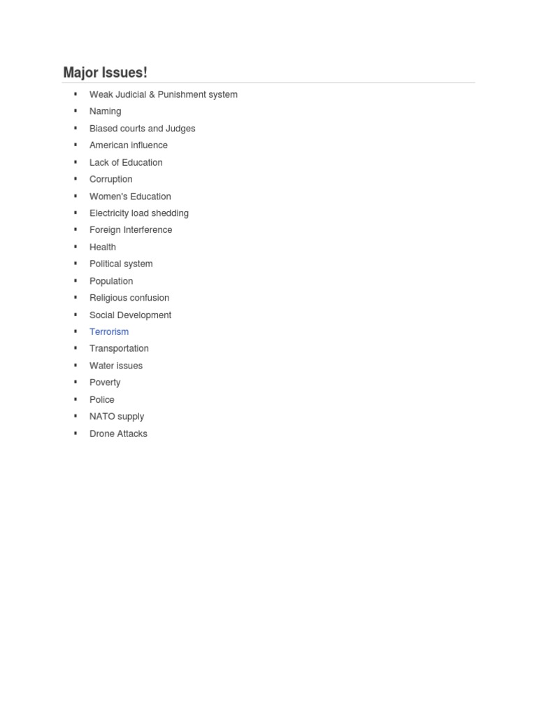 Major Issues | PDF