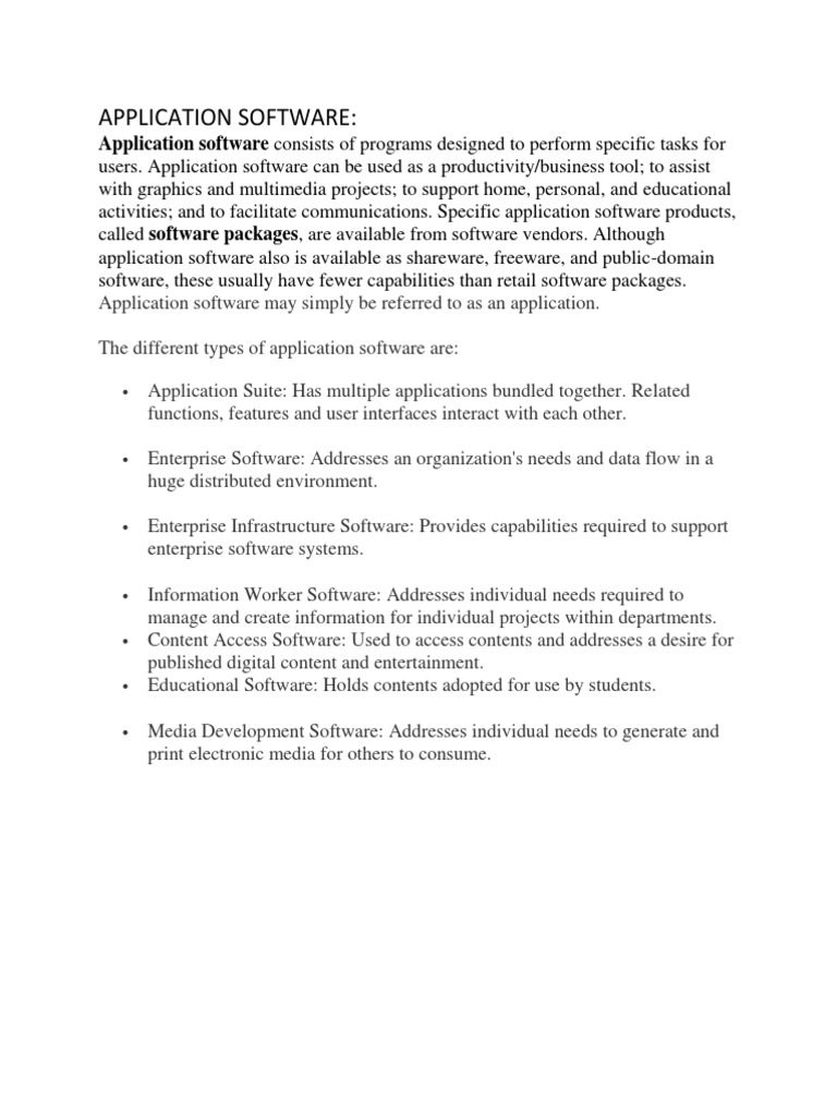 Overview of Application Software Types | PDF