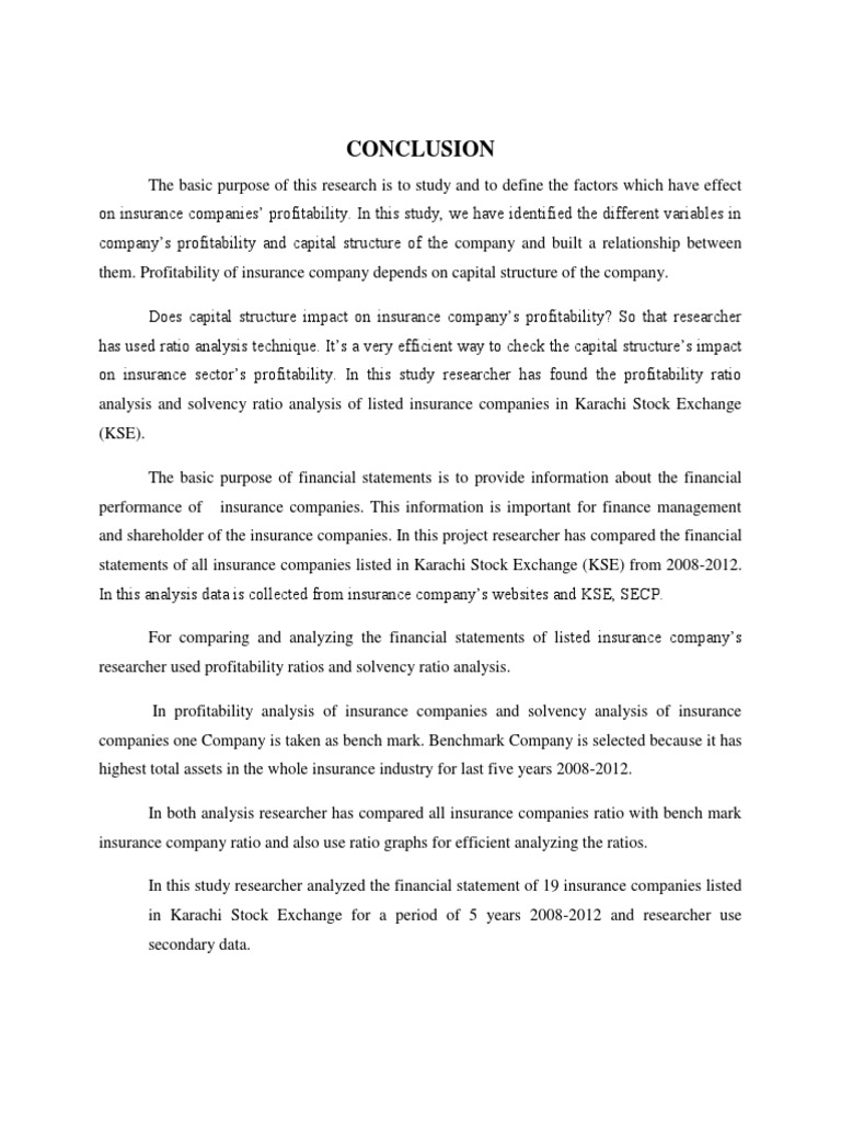 Conclusion | PDF | Capital Structure | Insurance
