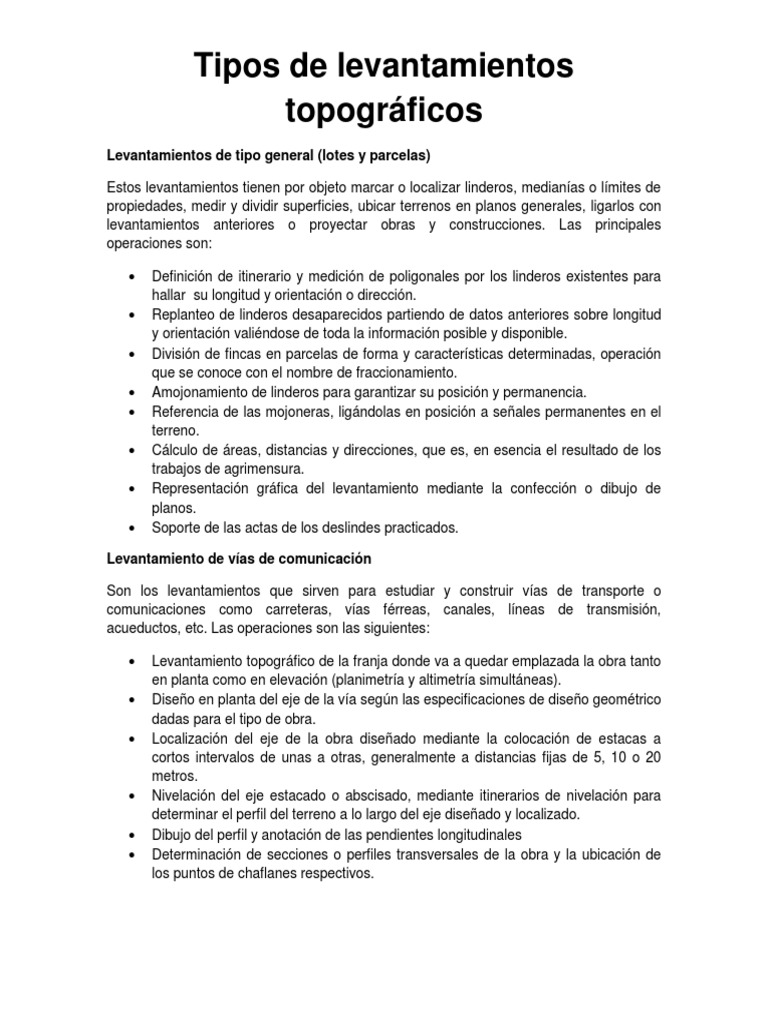 Tipos de levantamientos topográficos | PDF | Sistema de Posicionamiento ...