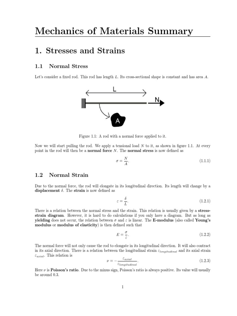 Mechanics of Materials Summary | PDF