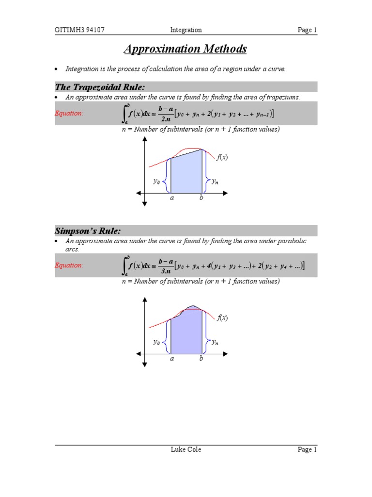 Approximation Methods: The Trapezoidal Rule | PDF | Integral ...