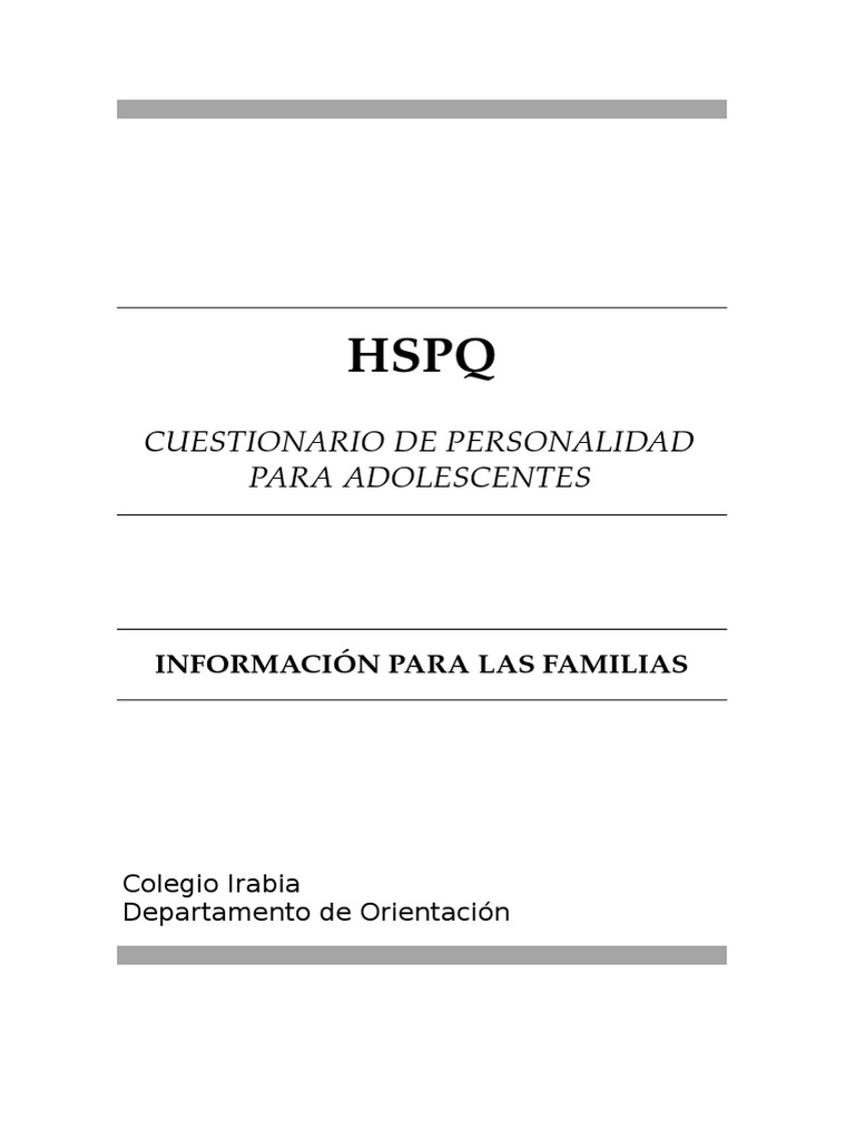 Padres HSPQ | PDF | Adultos | Cuestionario