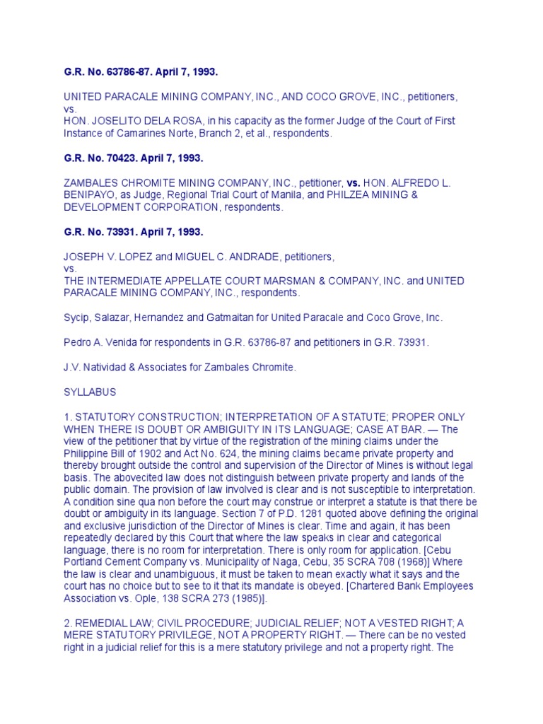 United Paracale Vs de La Rosa | PDF | Cooking, Food & Wine | Foreign ...