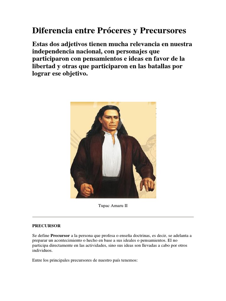 Diferencia Entre Próceres y Precursores | Descargar gratis PDF ...