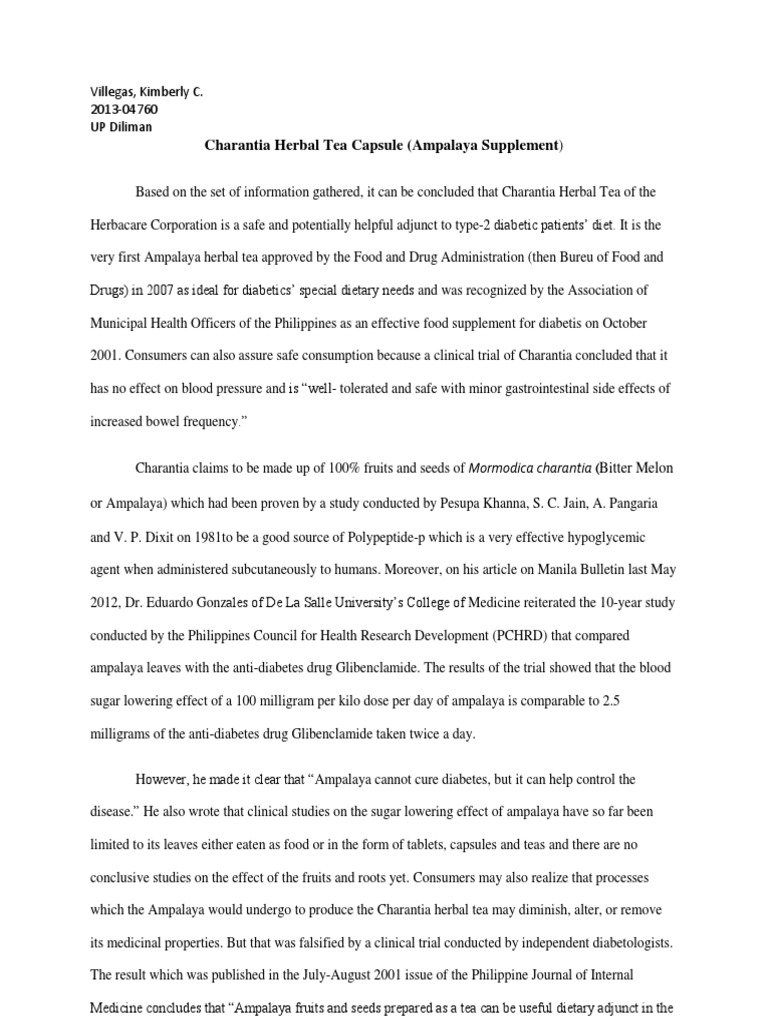 Charantia Herbal Tea Capsule | PDF | Herbalism | Diabetes Mellitus