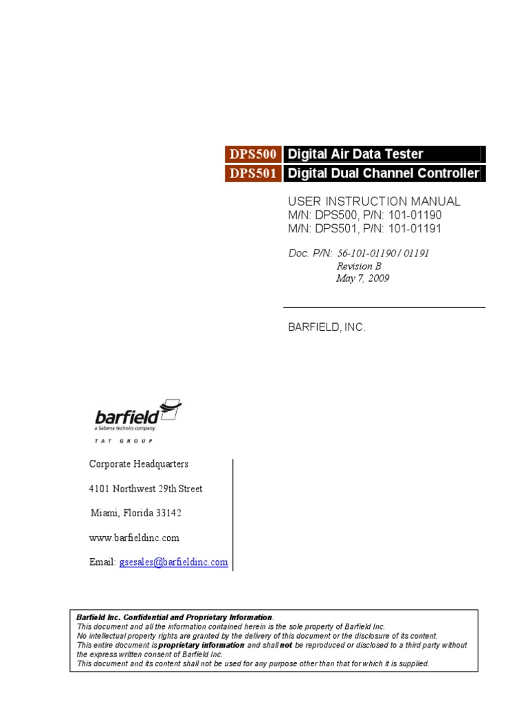 DPS500/DPS501 User Instruction Manual | PDF | Airspeed | Aerospace