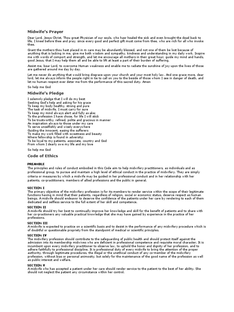 Midwife's Prayer | PDF | Midwife | Midwifery