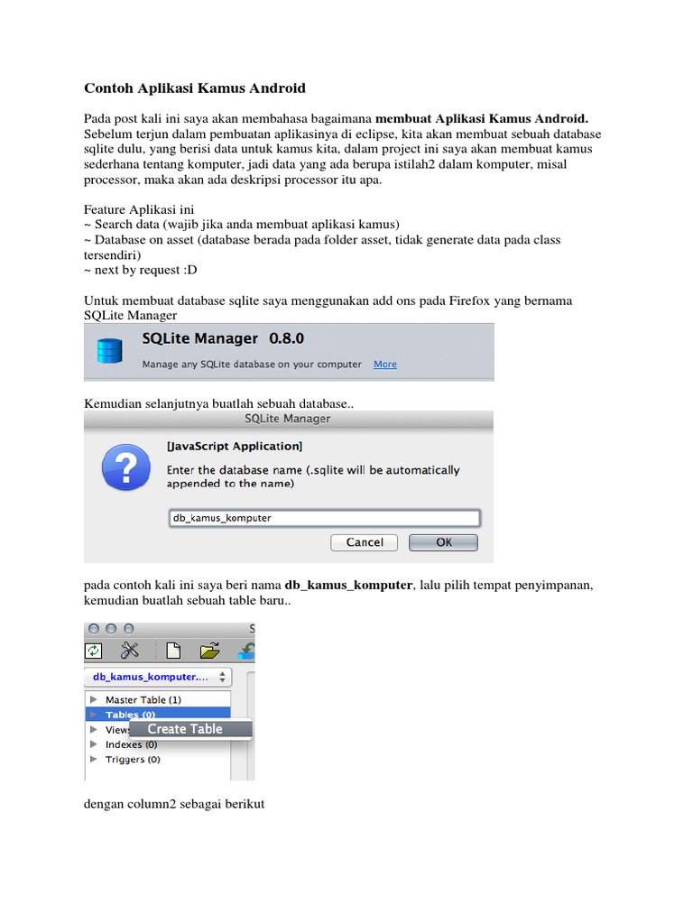 Contoh Aplikasi Kamus Android | PDF