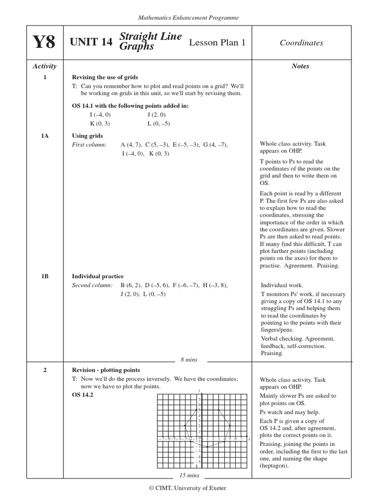 Unit 14: Straight Line Graphs | PDF | Line (Geometry) | Gradient