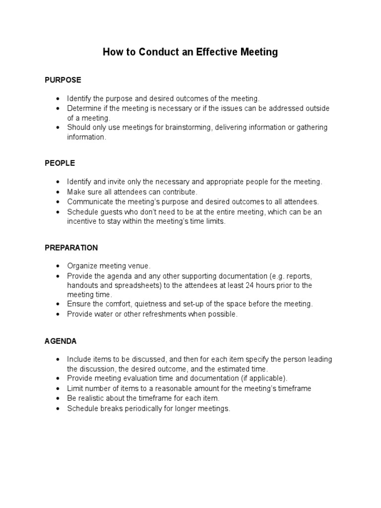 Conduct Meeting | PDF | Facilitator | Business