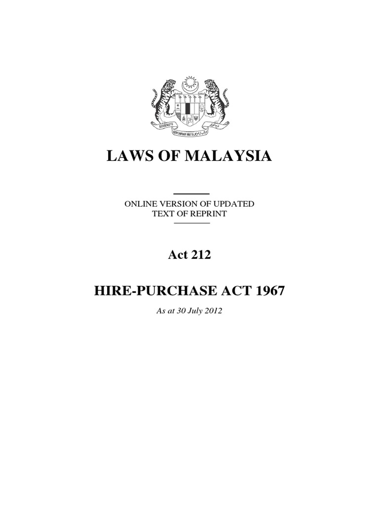 Act 212 - Hire-Purchase Act 1967 | PDF | Repossession | Guarantee