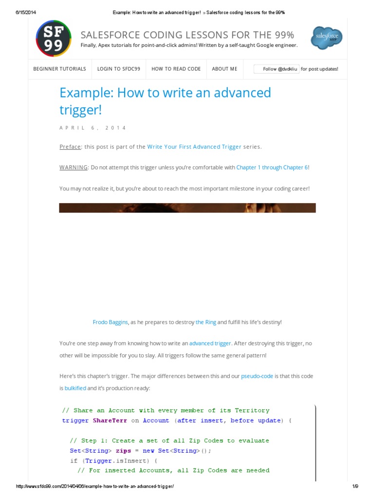 Example: How To Write An Advanced Trigger!: Salesforce Coding Lessons For The 99% | PDF ...