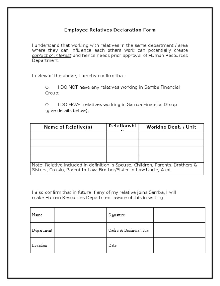 Declaration Form For Pass Pto Complimentary Pass To B