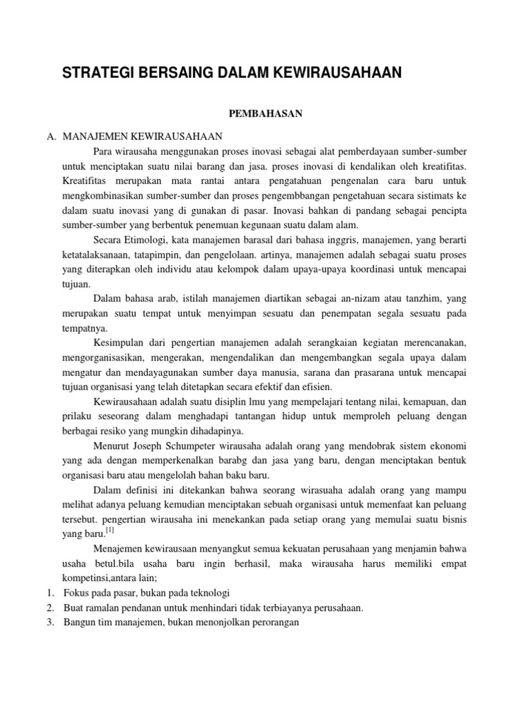 Strategi Bersaing dalam Kewirausahaan | PDF