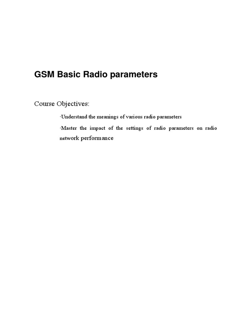 GSMP Radio Parameters | PDF | Cellular Network | Telecommunications