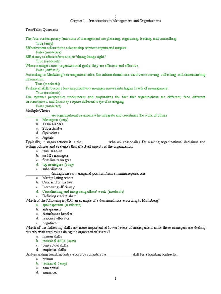 Fundamental of Management MCQ Ques & Ans | PDF | Quality (Business ...