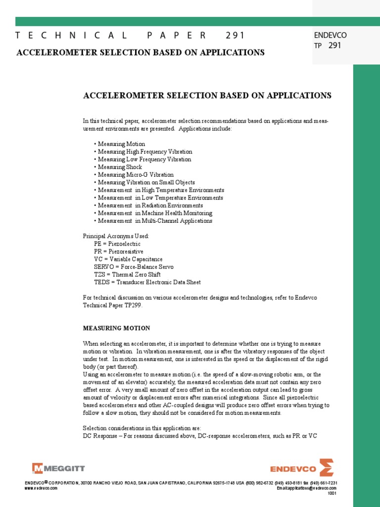 Accelerometer Selection Based On Applications | PDF | Accelerometer | Spectral Density