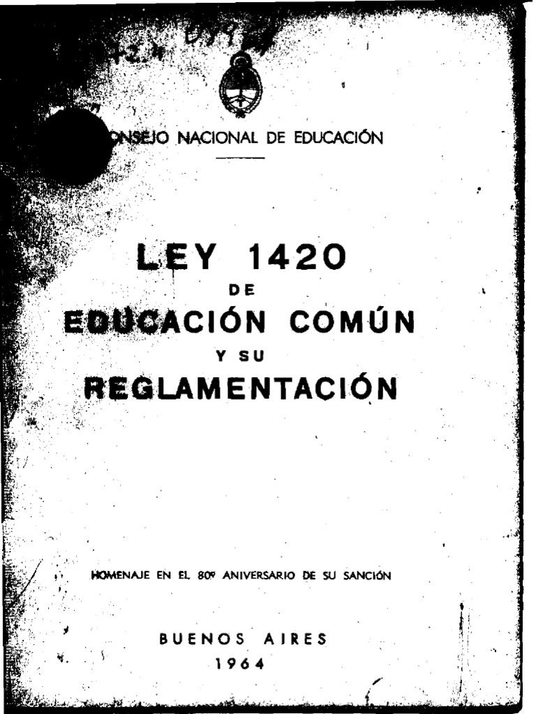Ley 1420 | Descargar gratis PDF | Educación primaria | Pensión