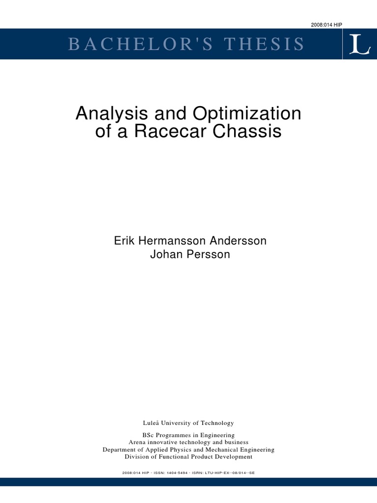 Analysis and Optimization of Suspension Design for a Bentley Racecar ...