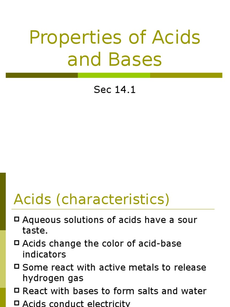 Properties of Acids and Bases | PDF | Acid | Ion