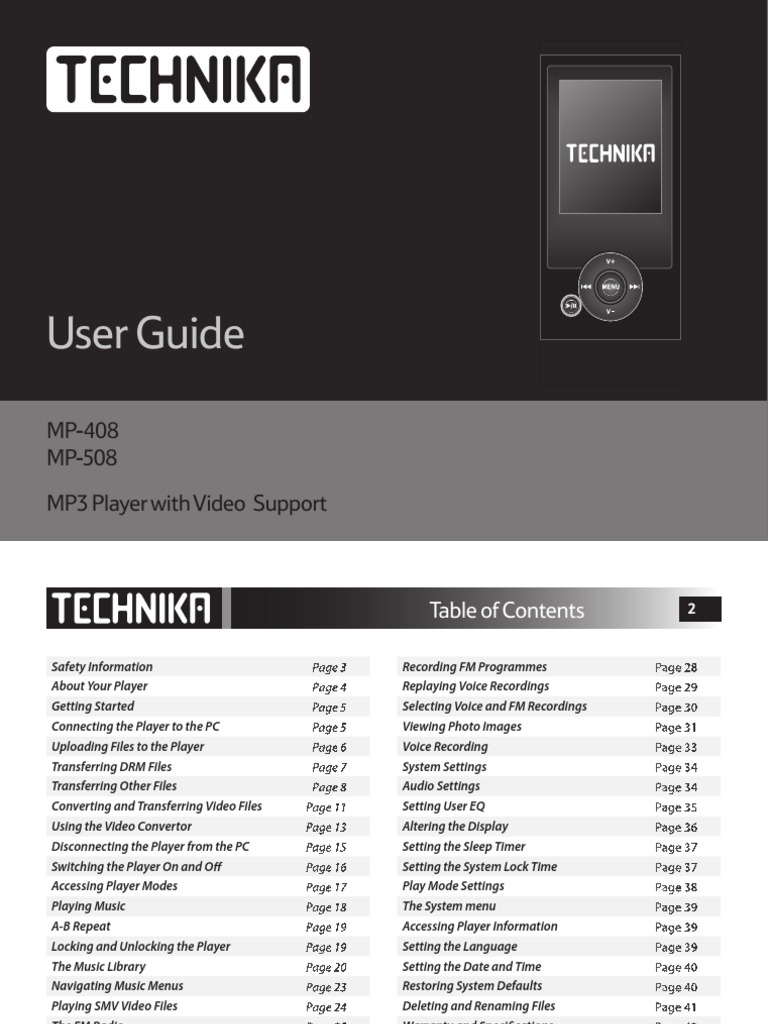 Technika MP408, MP508 User Manual | PDF | Icon (Computing) | Computer File