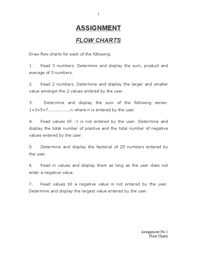 Flow Chart Assignment Tasks | PDF | Numbers | Mathematical Objects