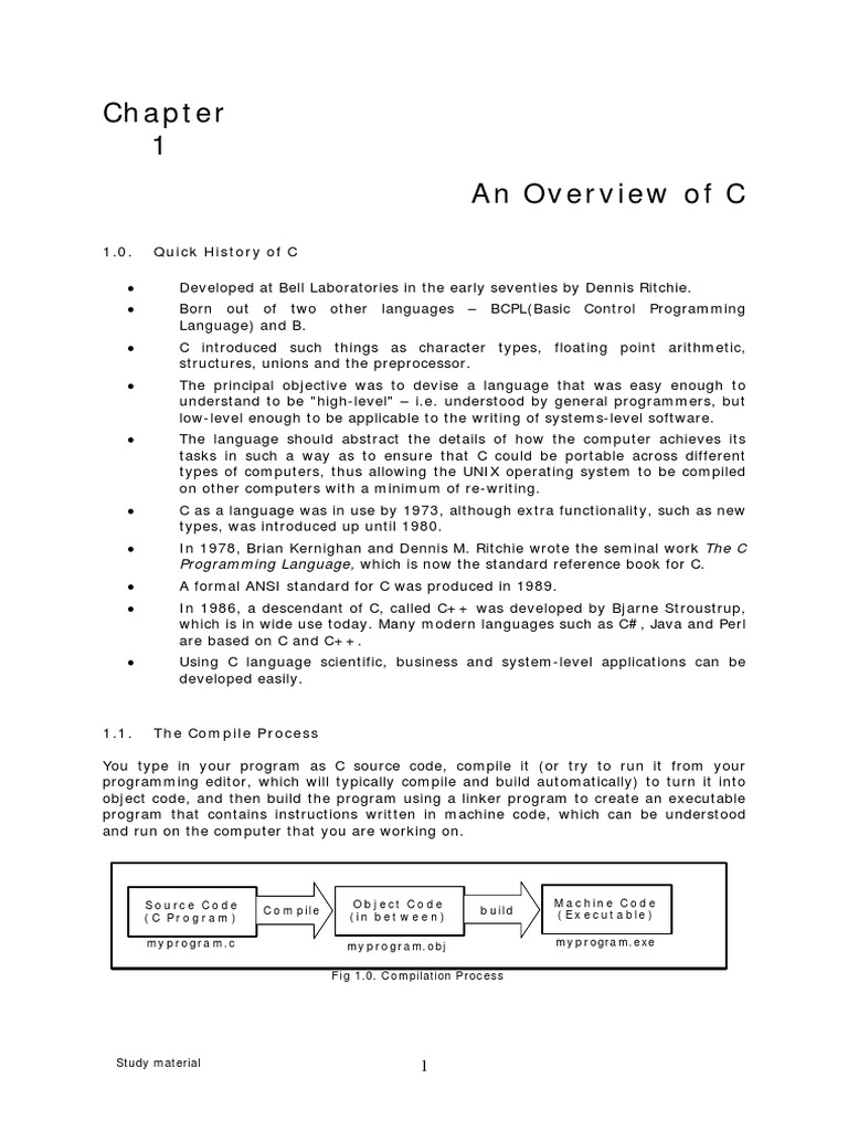 1 An Overview of C | PDF | C (Programming Language) | Integer (Computer ...