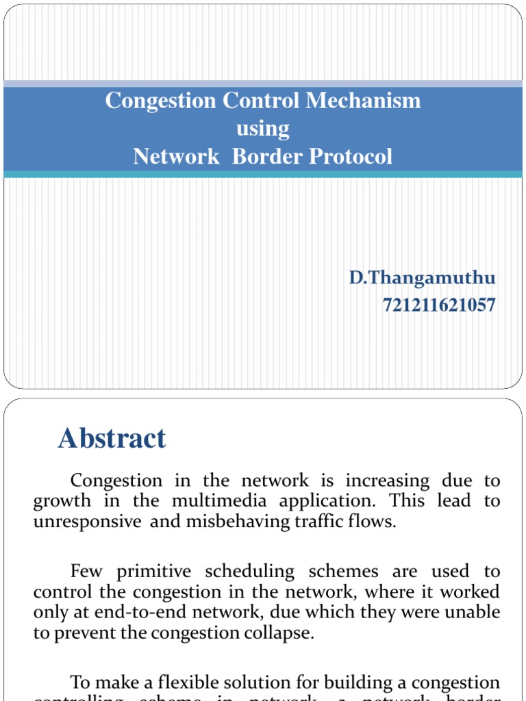 Network Border Protocol for Congestion Control | PDF | Network ...