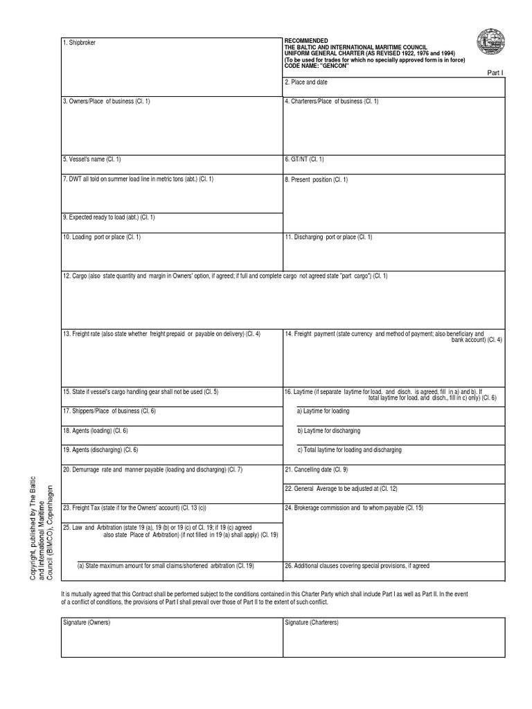 Gencon 94 | PDF | Arbitration | Cargo