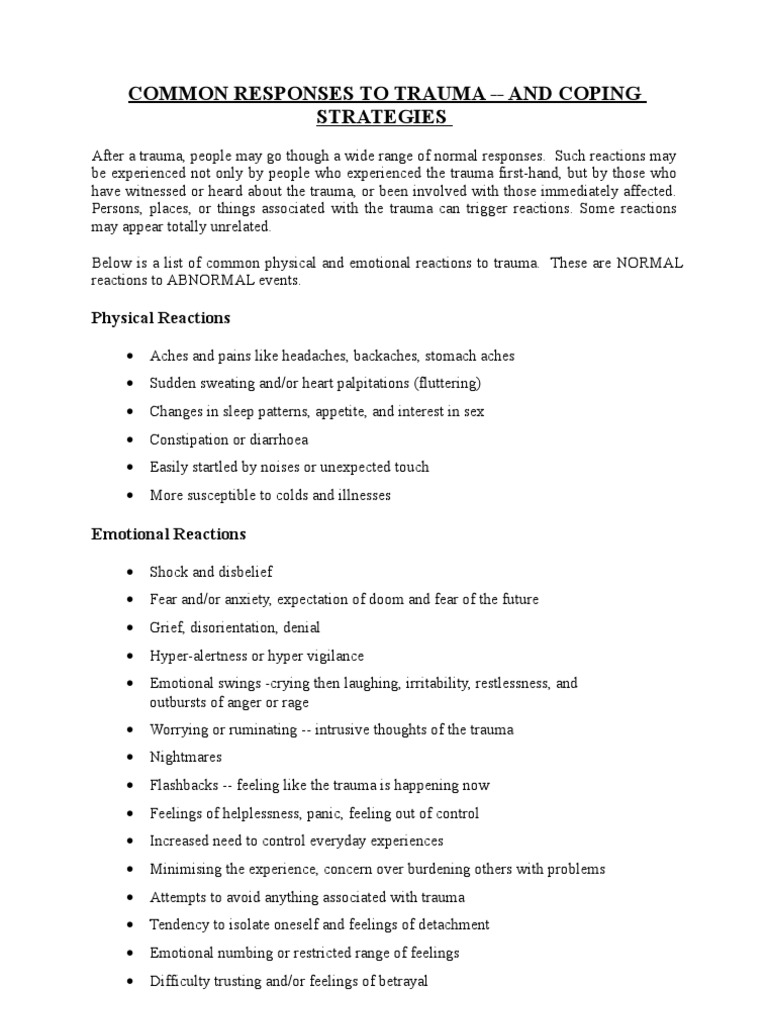 Trauma and Coping Strategies | PDF | Psychological Trauma ...